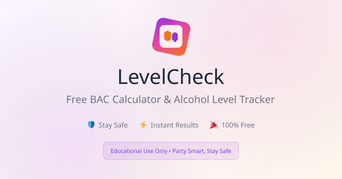 LevelCheck - Free BAC Calculator & Alcohol Level Tracker | Party Safe